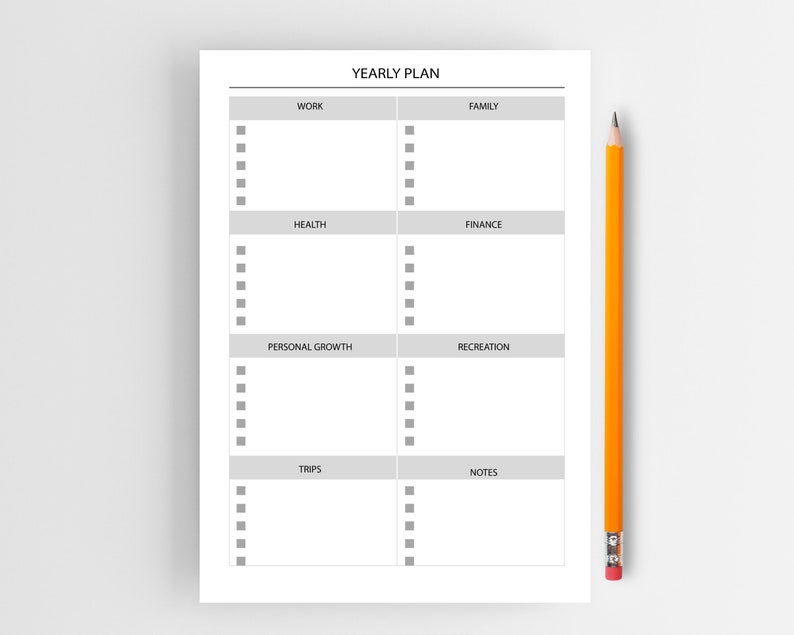 Printable One Page Yearly Planner Work Plan Year Financial - Etsy