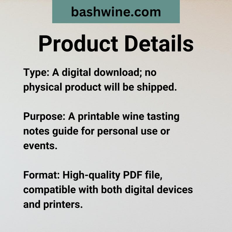 Wine Tasting Notes Template | Printable Digital PDF for Wine ...
