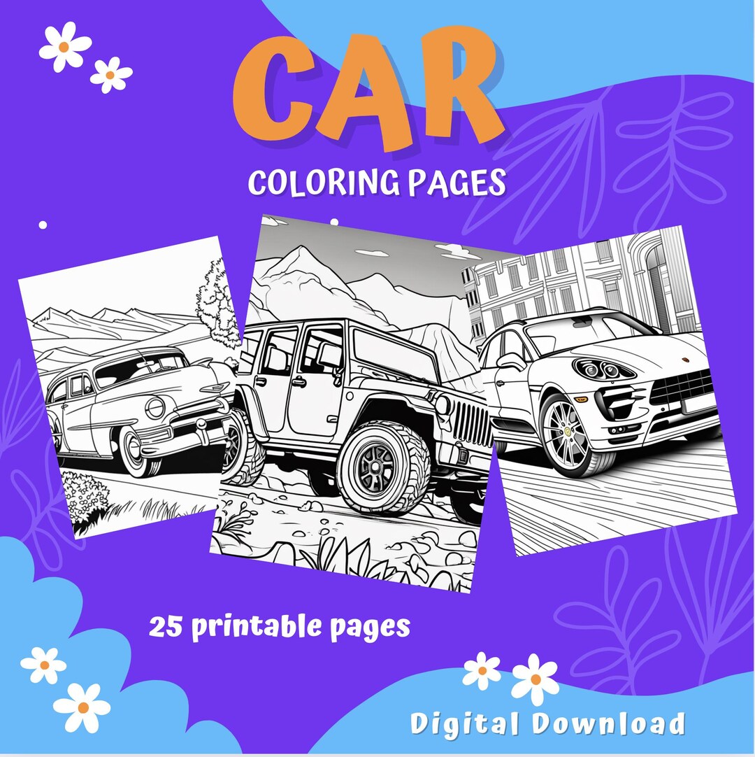 Car Coloring Pages Digital Download Printable - Etsy