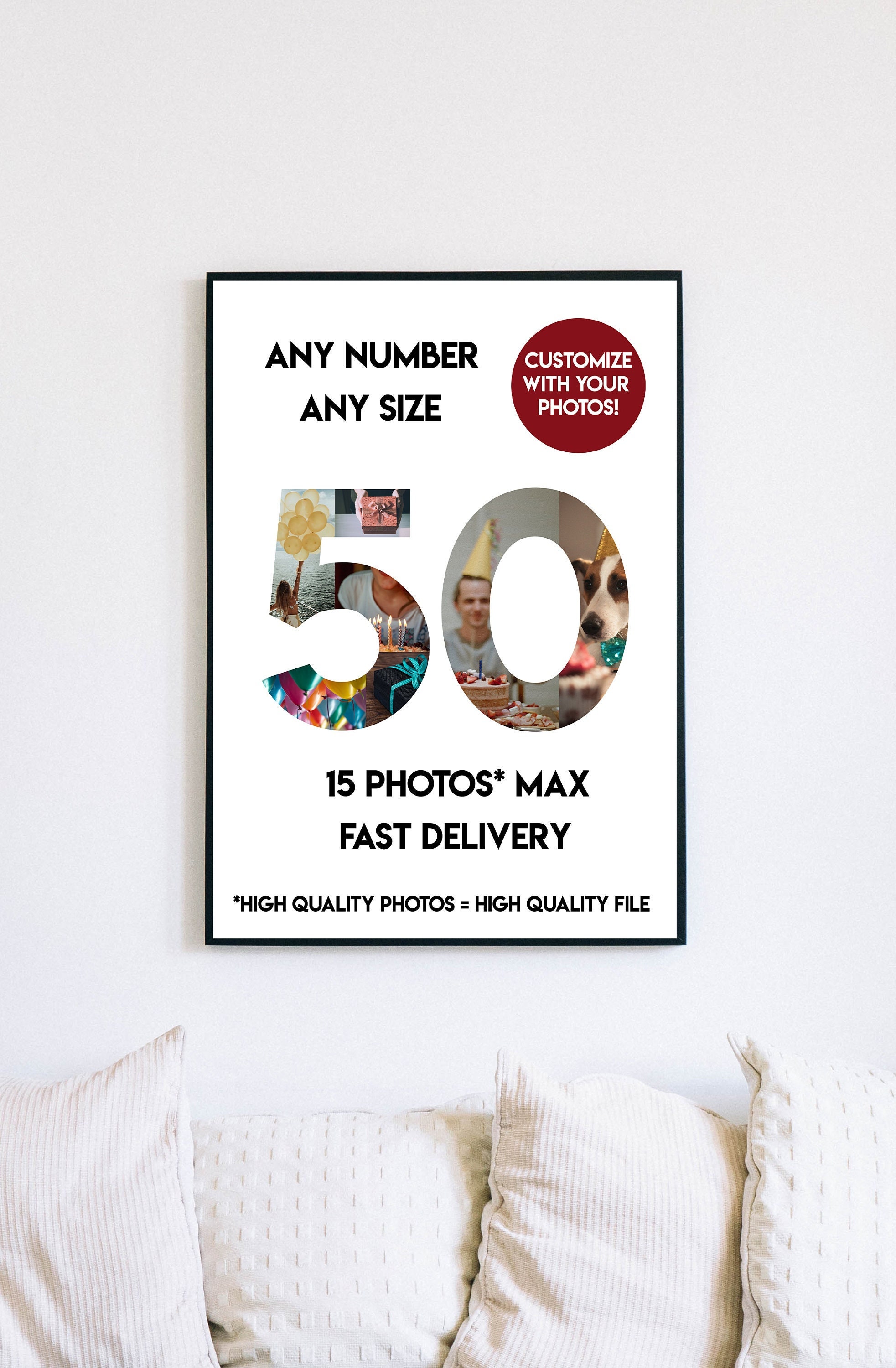 50 Numbers Collage Photos ANY Number Customizable Gift - Etsy