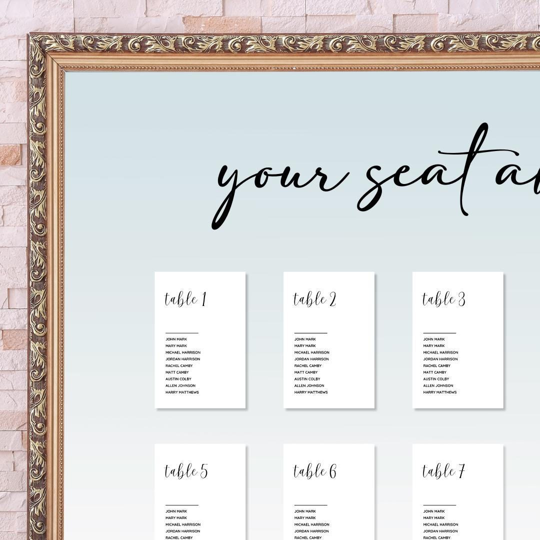 Seating Chart Cards Printable Wedding Table Numbers Seating Chart ...