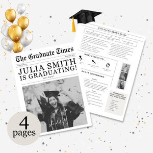 Editable Graduation Newspaper Template Graduation Gifts Graduation ...