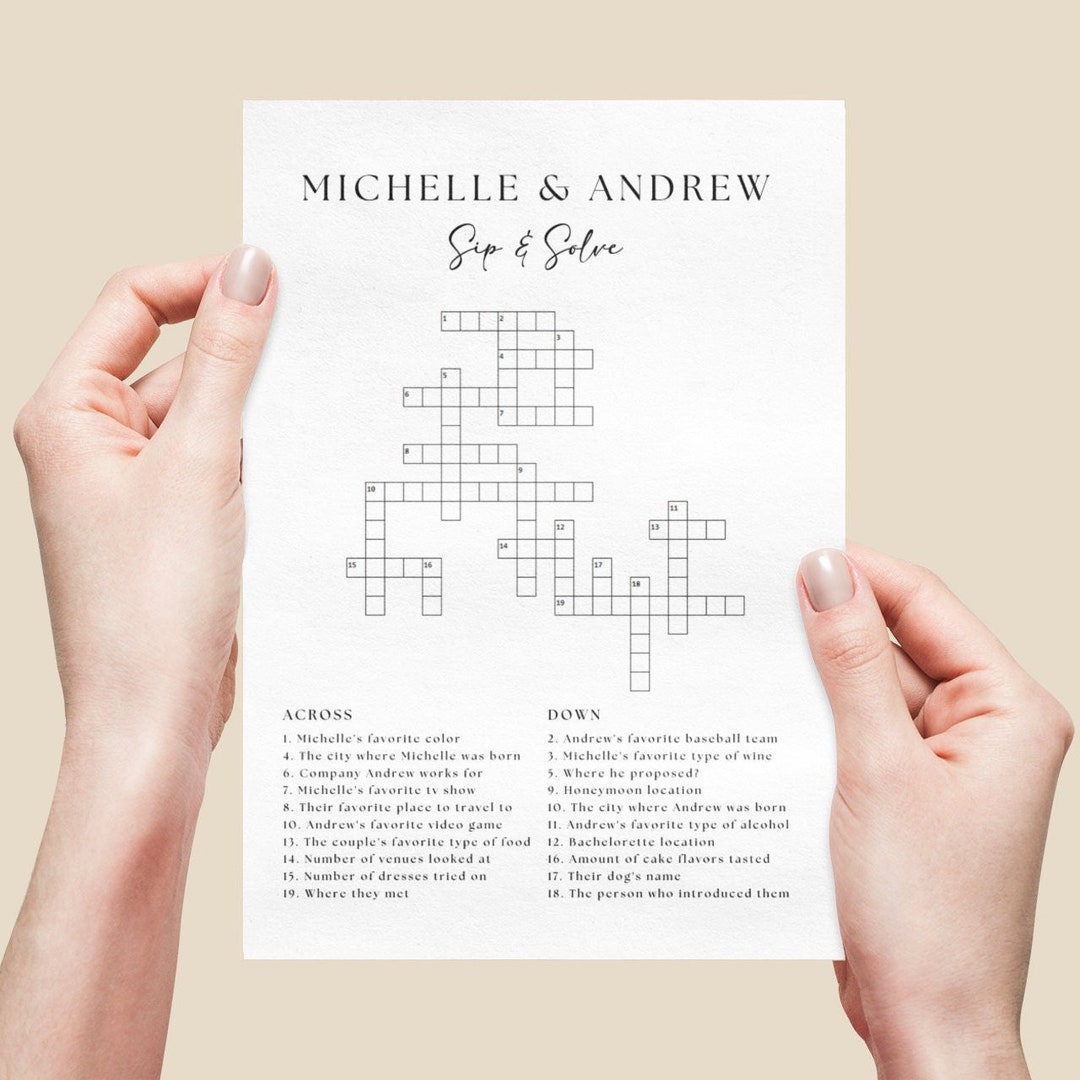 Custom Wedding Crossword Puzzle Template, Personalized Sip and Solve ...