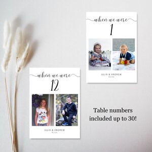 When We Were Age Wedding Table Numbers, Printable Photo Table Numbers ...