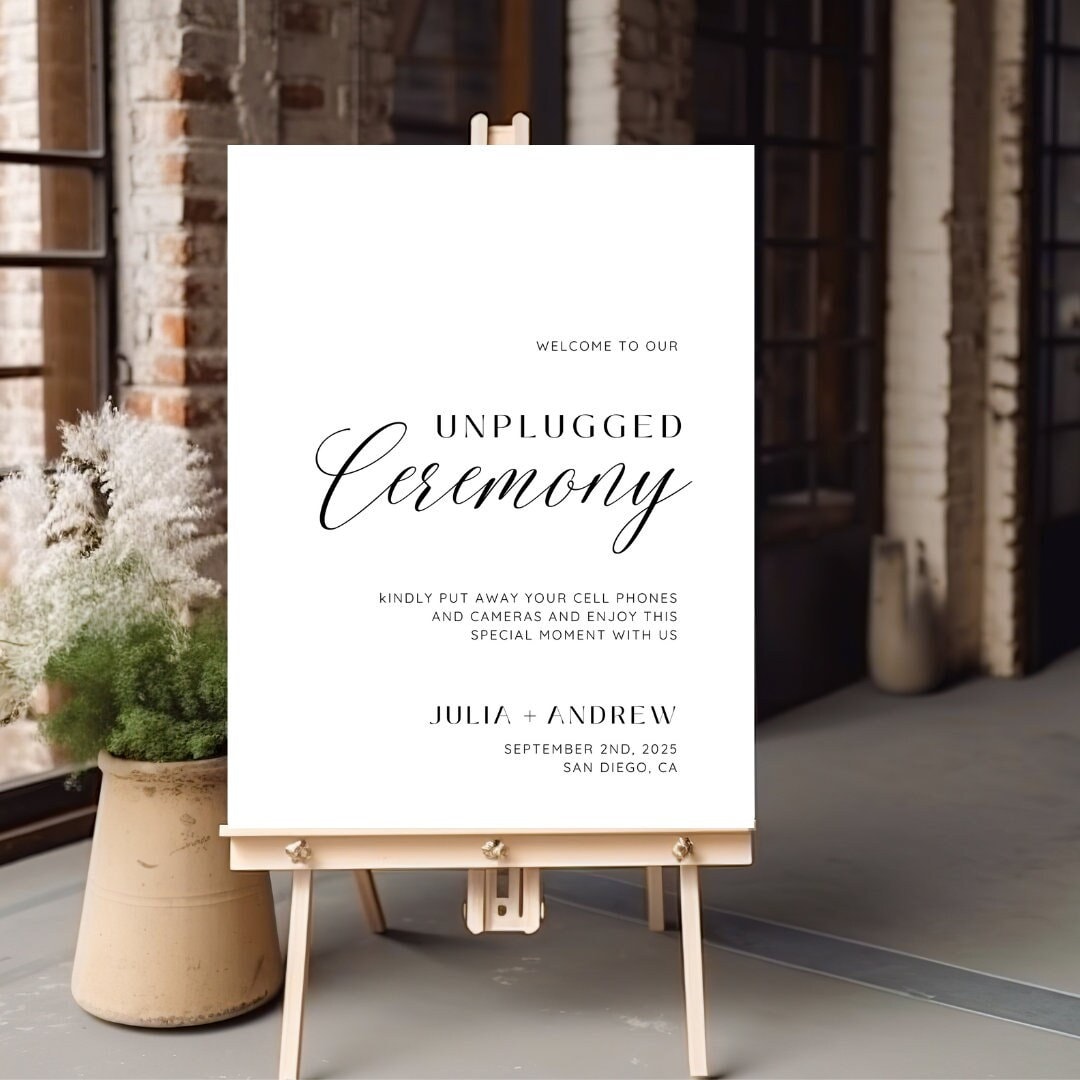 Unplugged Ceremony Sign Template Modern Unplugged Wedding Sign Wedding ...