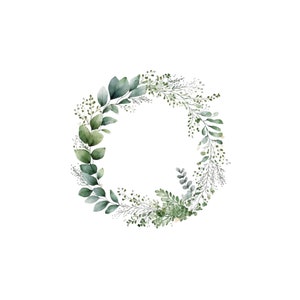 Watercolor Greenery Wreaths PNG Clipart Foliage Border - Etsy