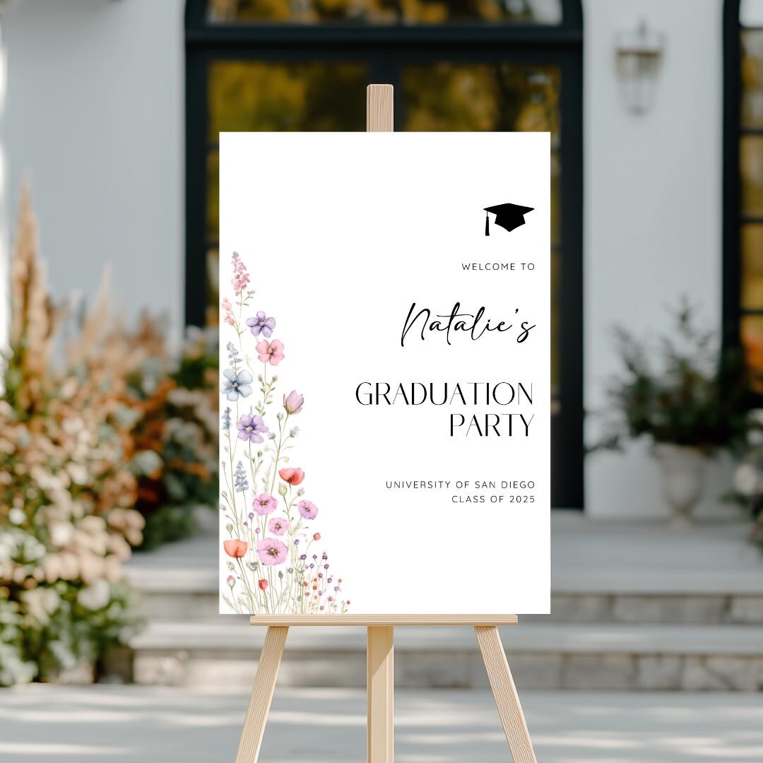 Wildflower Graduation Welcome Sign Template, Floral Graduation Poster ...