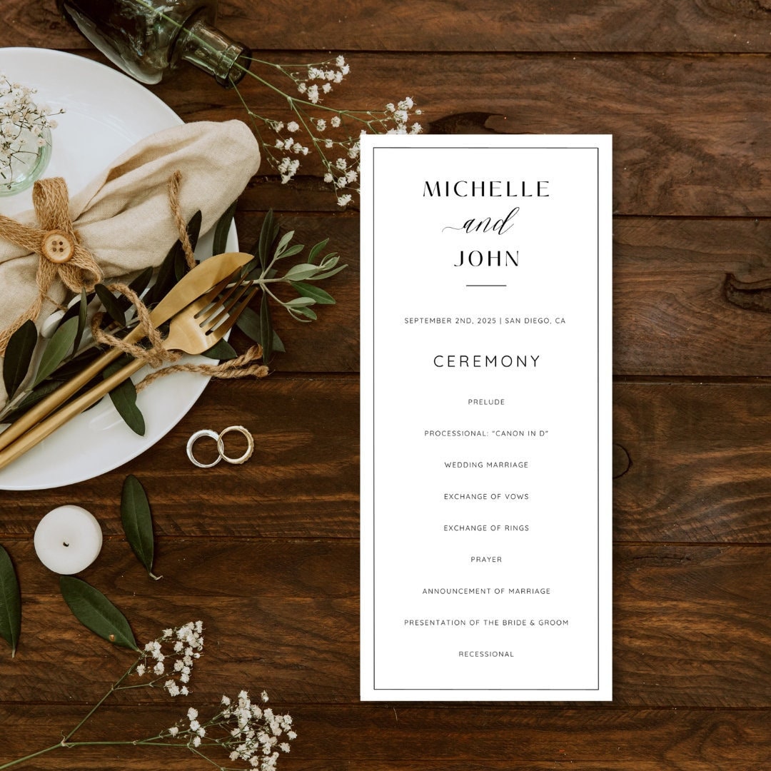 Wedding Program Template, Editable Ceremony Program, Wedding Timeline ...