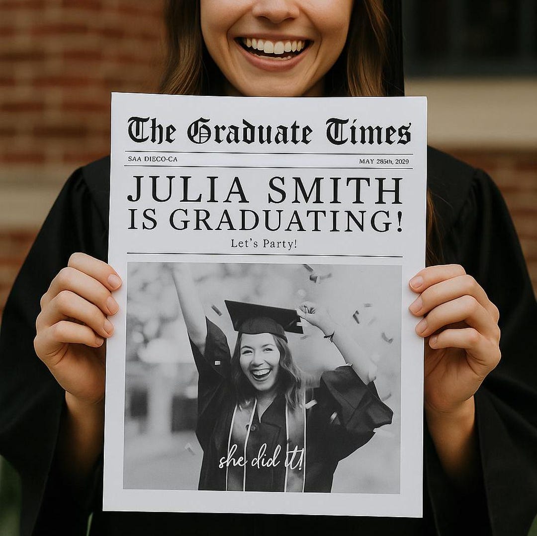 Graduation Newspaper Template Graduation Gifts Graduation Party ...