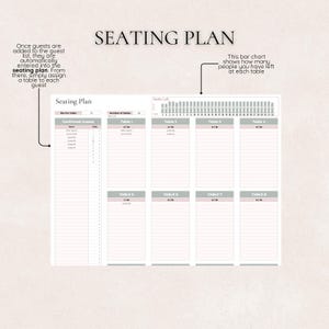 Wedding Seating Chart and Guest List Tracker, Wedding Planner ...