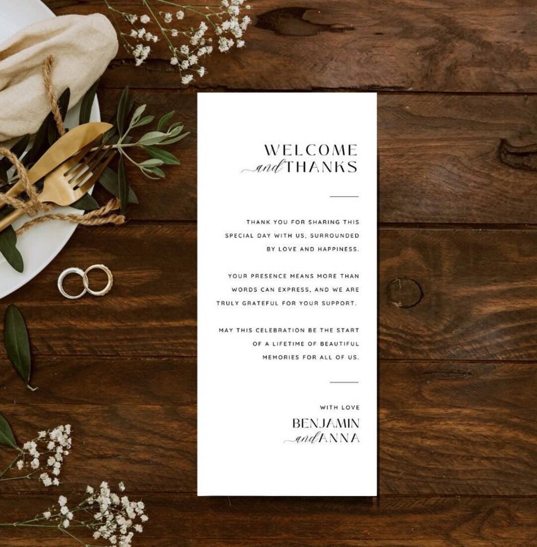 Thank You Place Card, Minimalist Wedding Placecards, Wedding Table ...
