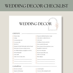 Wedding Decor Checklist, Printable Wedding Checklist Template, Wedding ...