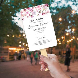 Wedding Program Fan Template With Wedding Timeline Floral Wedding ...