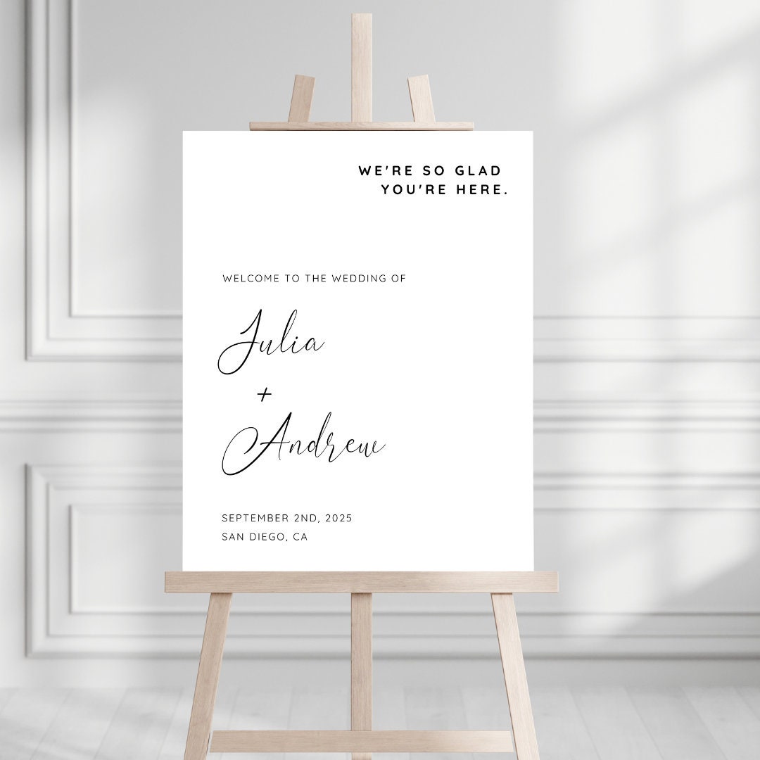 Wedding Welcome Sign Poster Board, Minimalist Wedding Signage, Welcome ...