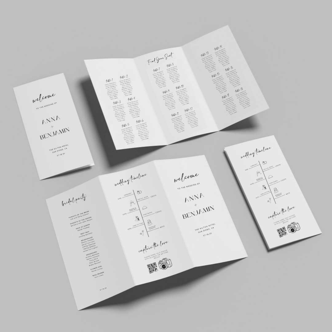 Trifold Wedding Program Template With Wedding Seating Chart Template ...