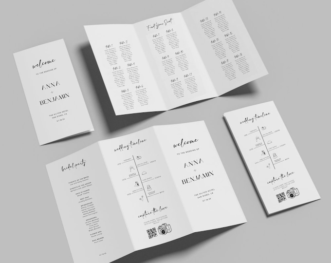 Editable Wedding Program Template, Modern Ceremony Program Wedding Day ...