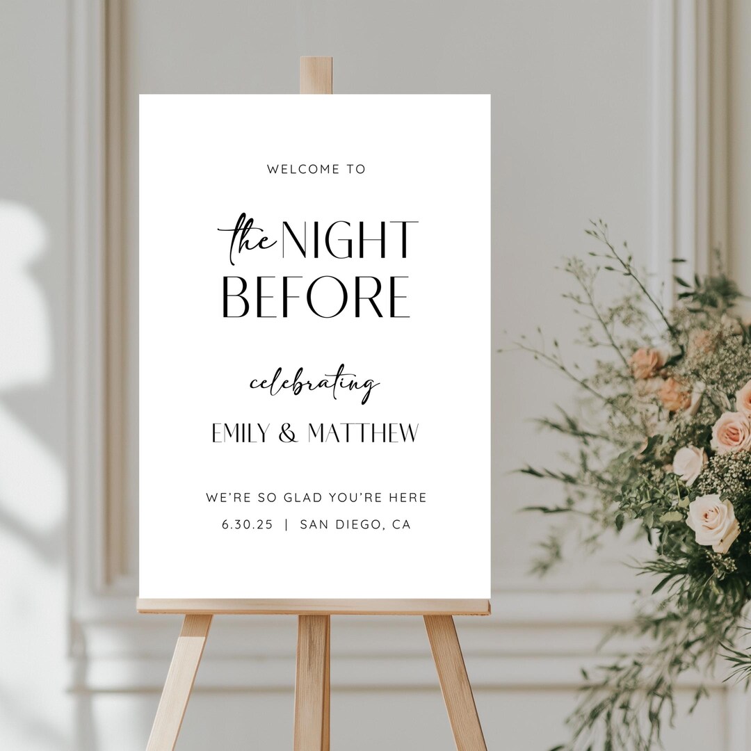 The Night Before Wedding Sign Template, Wedding Rehearsal Dinner Sign ...