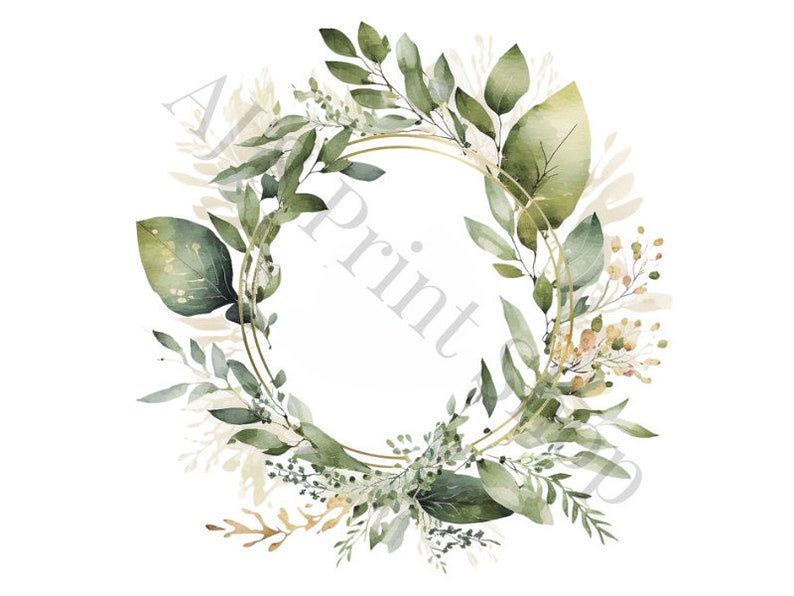 Greenery Watercolor Frames Botanical Foliage Clipart Save the - Etsy