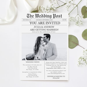 Wedding Newspaper Invitation Template, Editable Unique Wedding ...