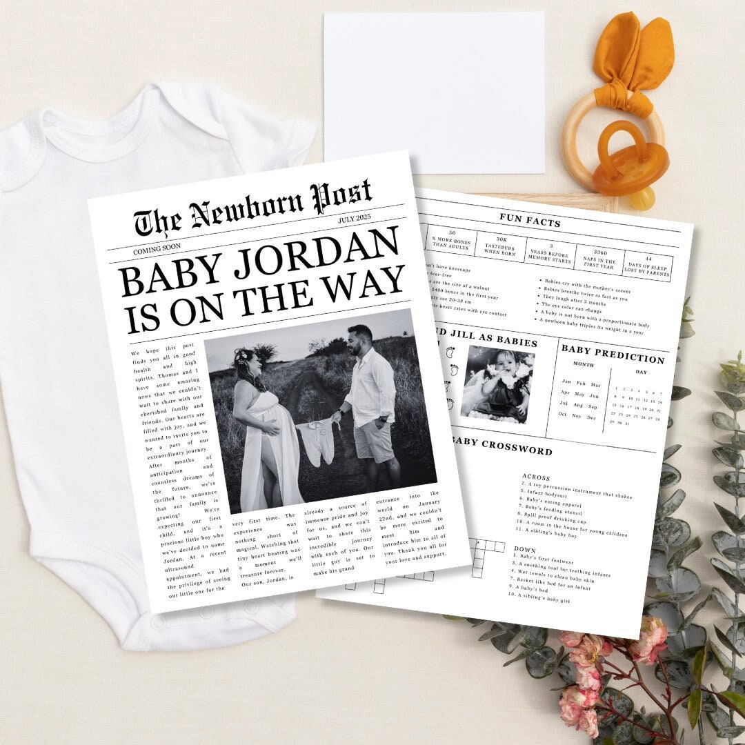 Baby Announcement Newspaper Pregnancy Announcement Newspaper Baby ...