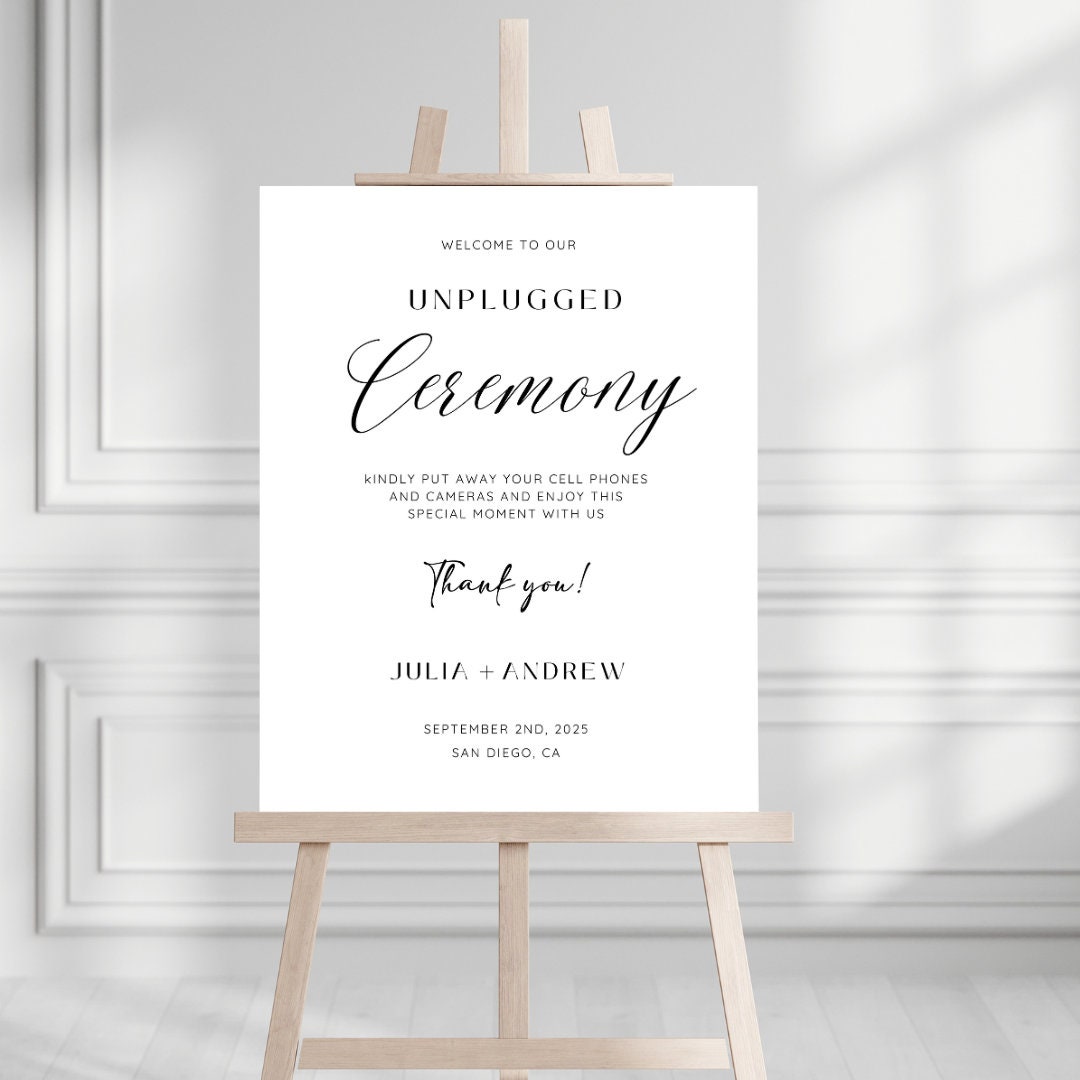 Unplugged Ceremony Sign Template Modern Unplugged Wedding Sign Wedding ...