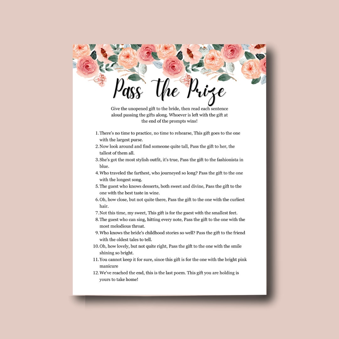Pass the Prize Bridal Shower, Pass the Gift Game, Bridal Shower Games ...