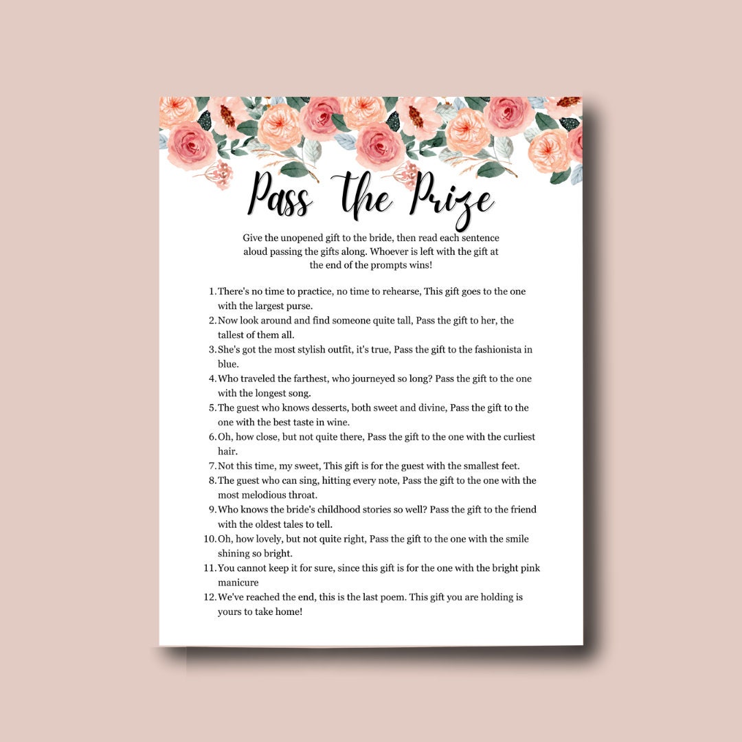 Pass the Prize Bridal Shower Pass the Gift Game Bridal - Etsy