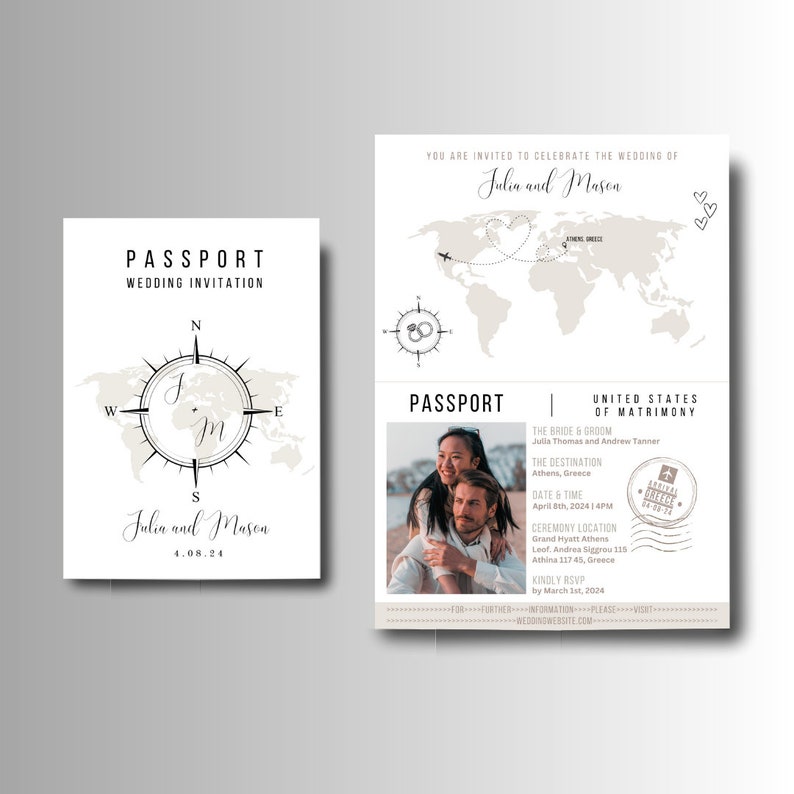 Passport Invitation Template Printable Passport Wedding - Etsy