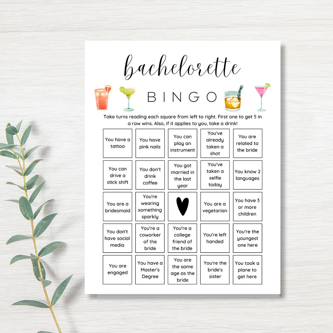 Bachelorette Bingo Game Cards, Bachelorette Party, Editable Bridal ...