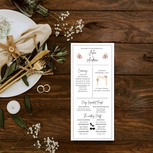 Editable Wedding Program Template, Modern Ceremony Program Wedding Day ...