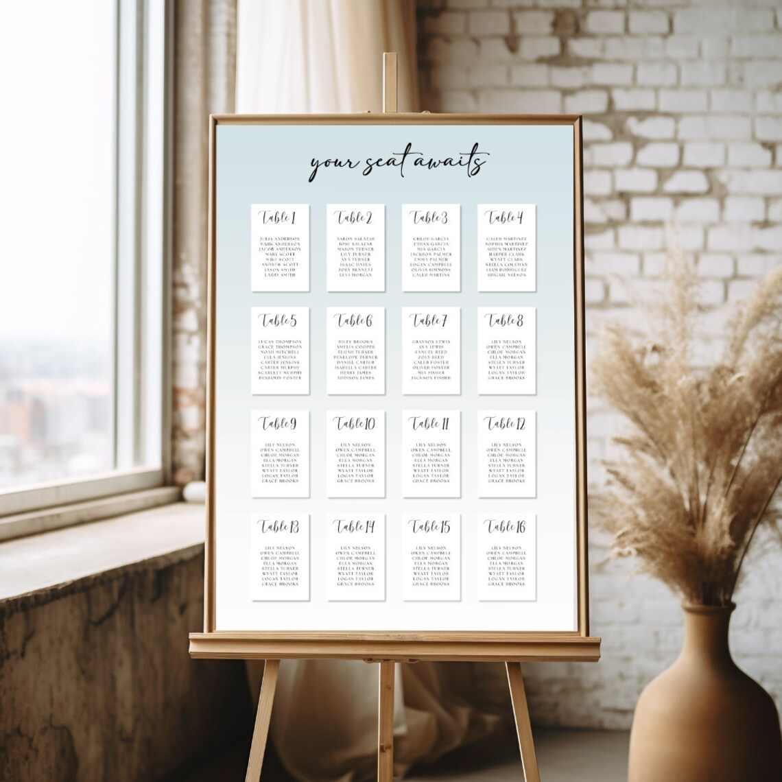 Seating Chart Wedding Table Numbers Seating Chart Cards Printable Table ...