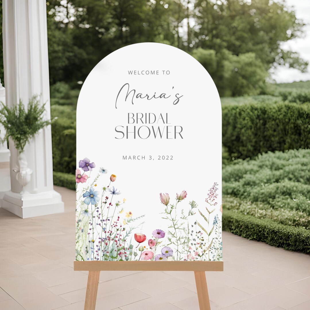 Floral Bridal Shower Welcome Sign Arch With Wildflower Bridal Shower ...