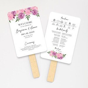 Wedding Program Fan Template With Wedding Timeline Floral Wedding ...