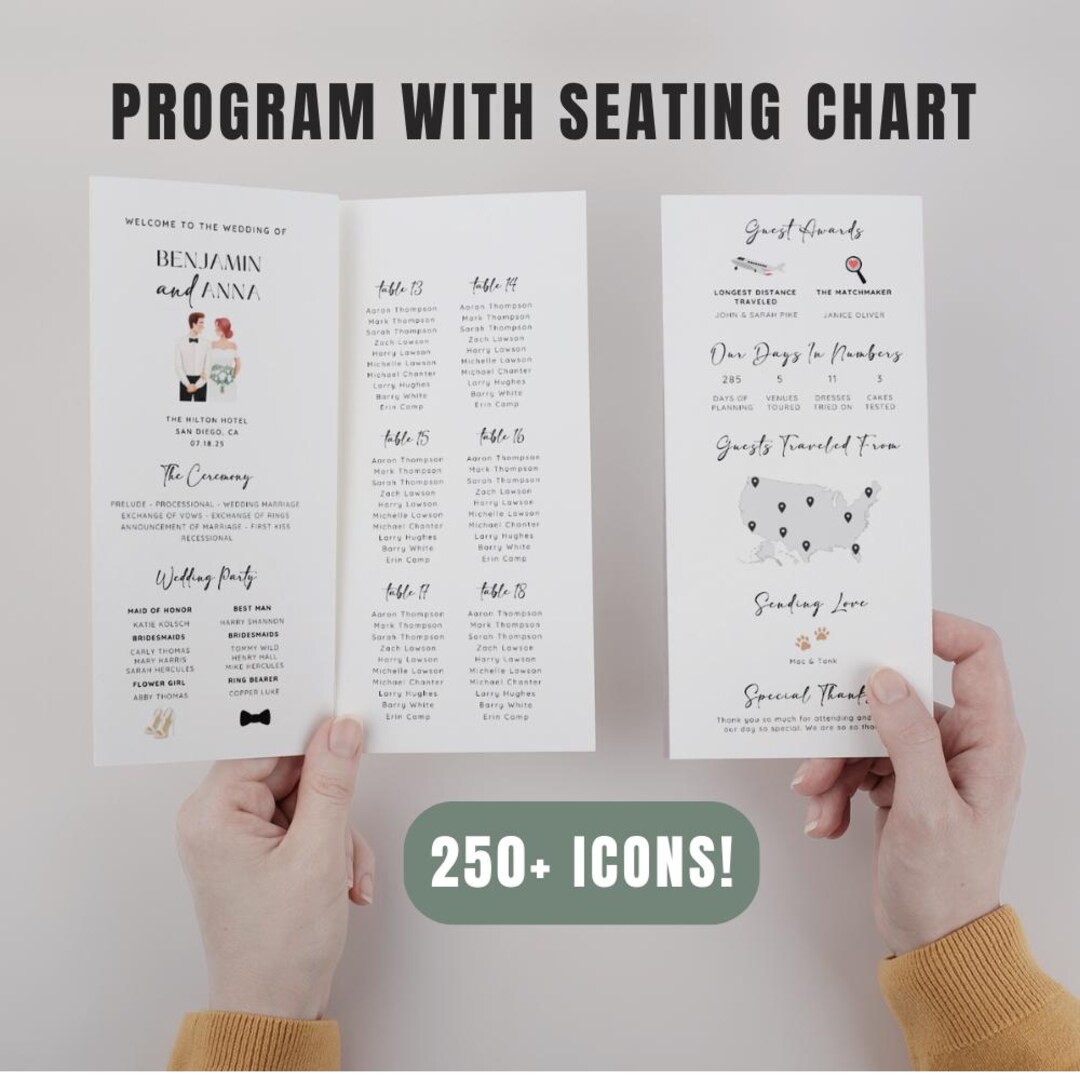 Trifold Wedding Program Template With Wedding Seating Chart Template ...