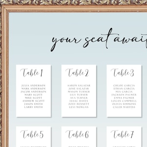 Seating Chart Wedding Table Numbers Seating Chart Cards Printable Table ...