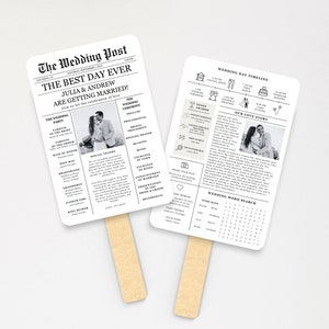 Newspaper Wedding Program Fan Template, Editable Wedding Newspaper ...