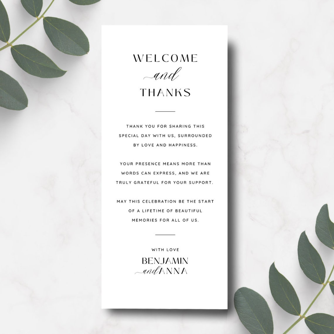Thank You Place Card, Minimalist Wedding Placecards, Wedding Table ...