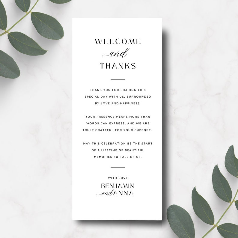 Thank You Place Card Minimalist Wedding Placecards Wedding - Etsy