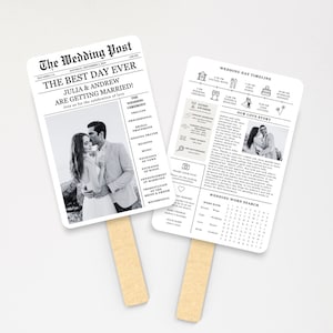 Newspaper Wedding Program Fan Template, Wedding Newspaper Program Fan ...