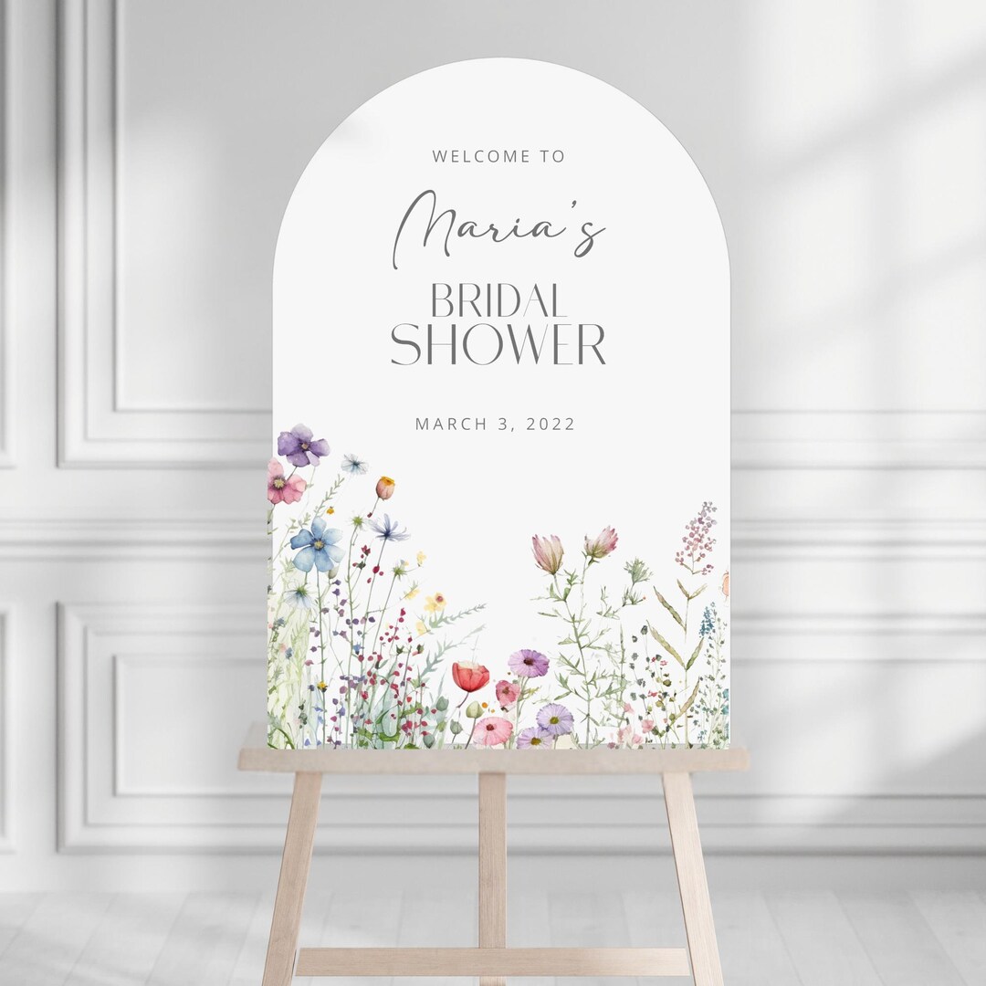 Wildflower Bridal Shower Welcome Sign Arch, Floral Boho Welcome Sign ...