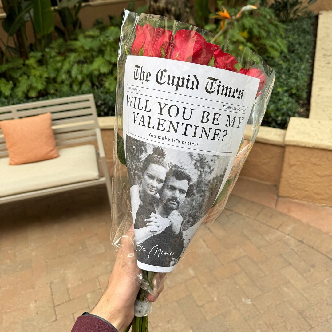 Custom Valentines Day Newspaper Template Canva Valentines Newspaper ...