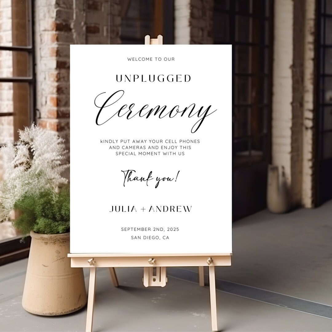 Unplugged Ceremony Sign Template Modern Unplugged Wedding Sign Wedding ...