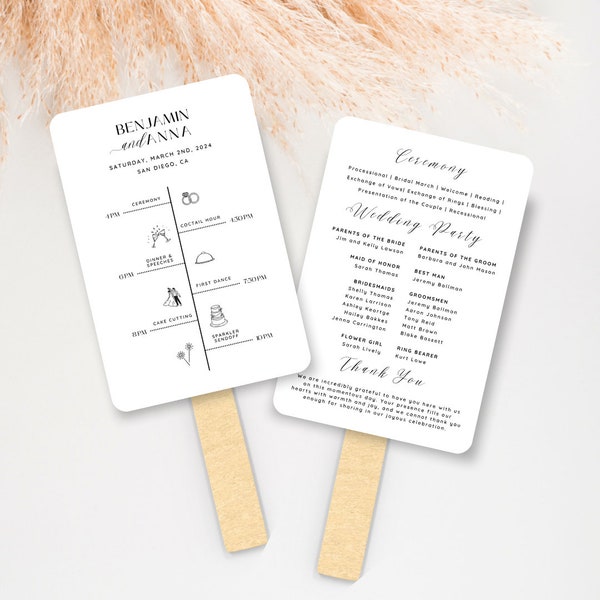 Wedding Program Fan Template - Etsy