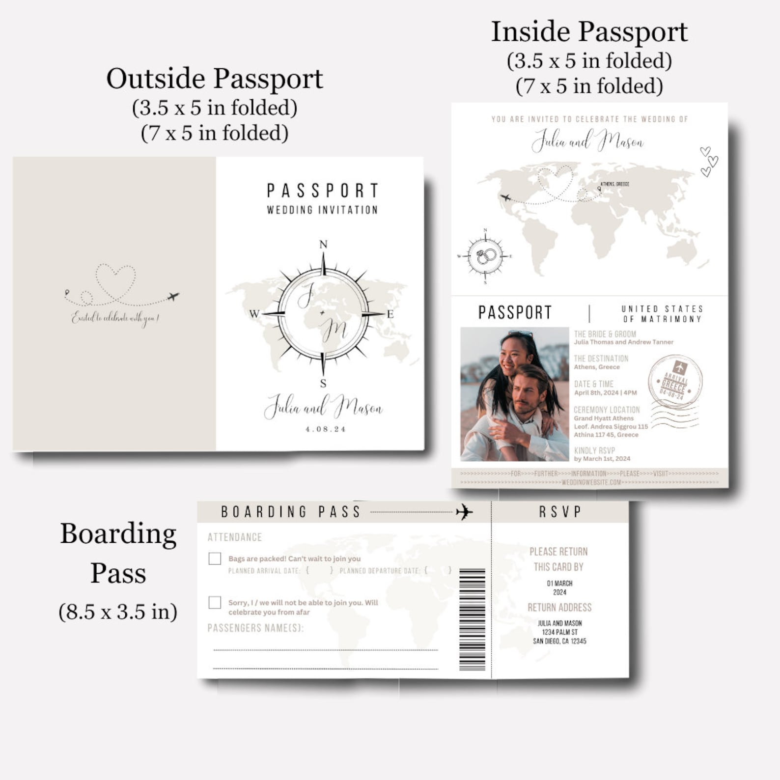 Passport Invitation Template Printable Passport Wedding - Etsy