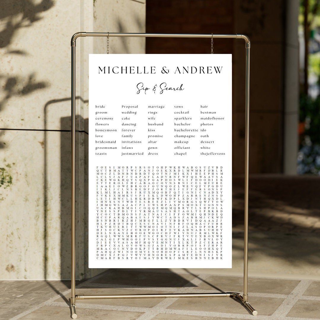 Personalized Wedding Word Search Template Wedding Game Custom - Etsy