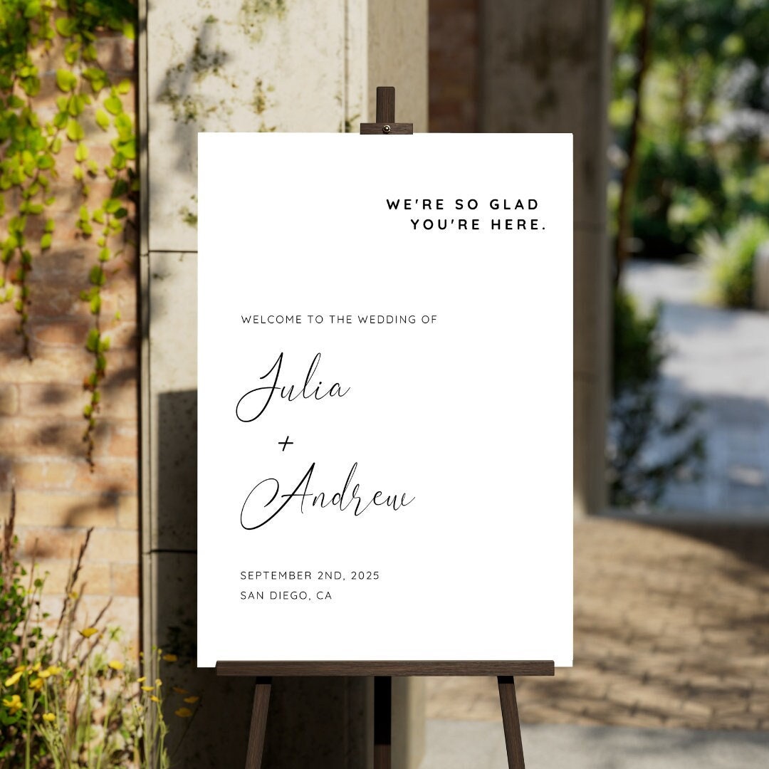 Wedding Welcome Sign Poster Board, Minimalist Entry Poster, Durable ...
