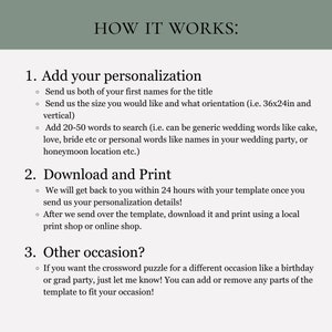 Custom Wedding Word Search Template, Wedding Games Personalized Word ...
