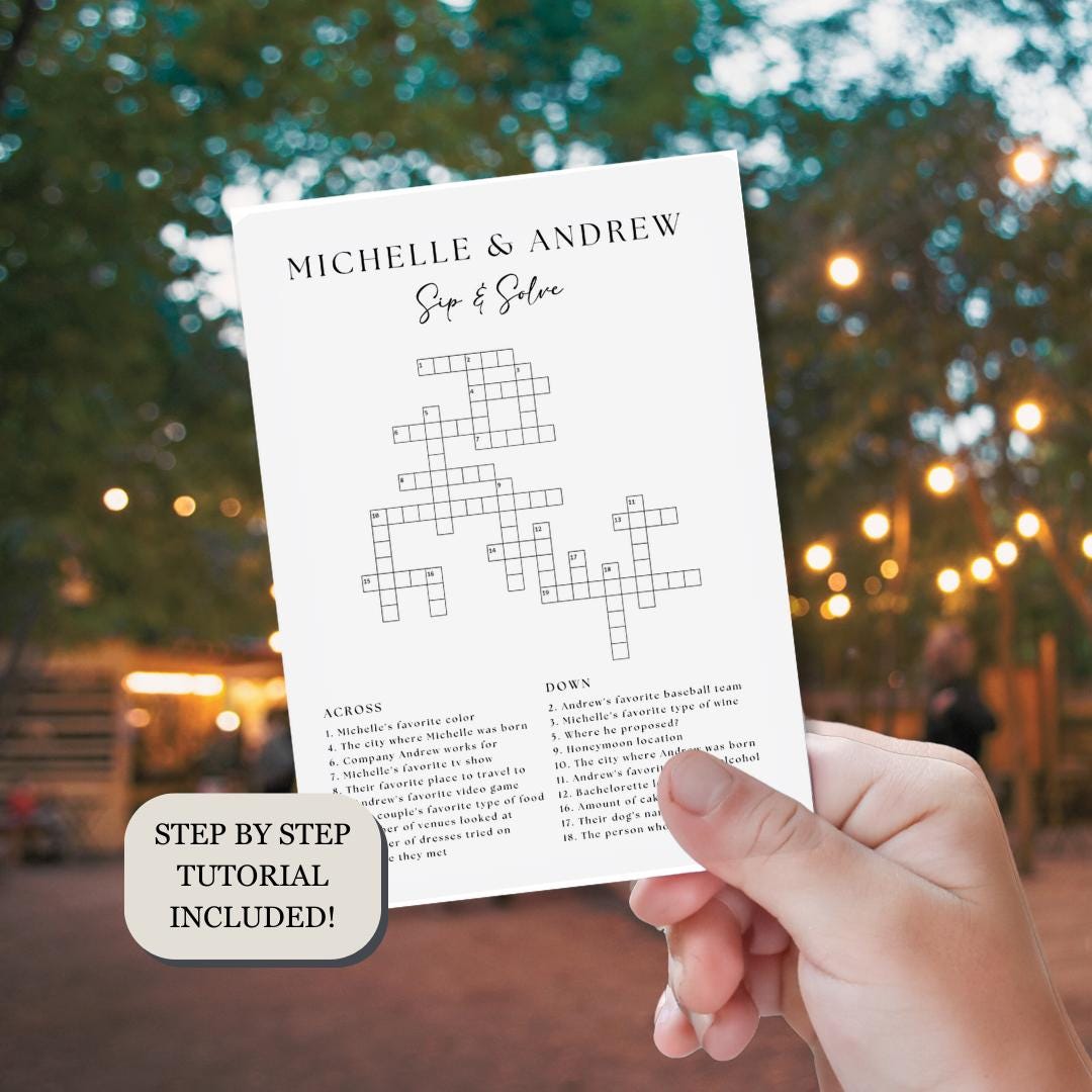Custom Wedding Crossword Puzzle Template, Personalized Sip and Solve ...