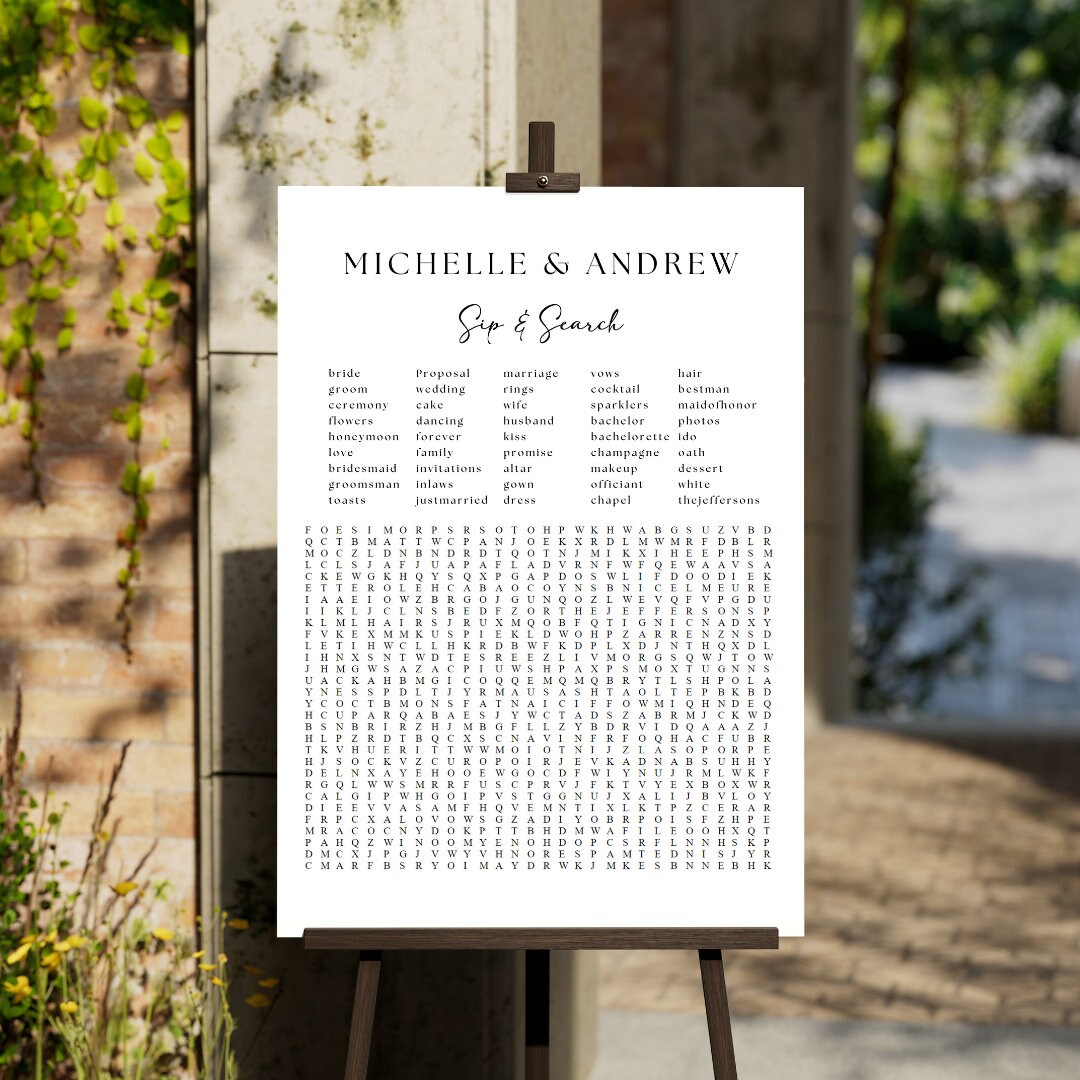Personalized Wedding Word Search Template Wedding Game Custom - Etsy