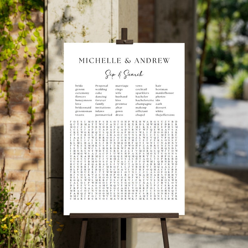 Custom Wedding Word Search Template, Wedding Games Personalized Word ...